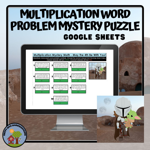 Star Wars themed Mystery Picture Multiplication Word Problems Google Sheets