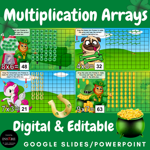 3rd Grade Multiplication Arrays | St. Patrick's Day | EDITABLE in ...