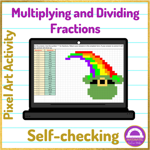 St. Patrick's Day Multiplying Dividing Fractions Pixel Art Activity ...