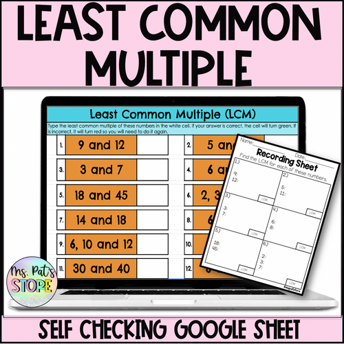 Least Common Multiple LCM-Selfchecking Digital & Printable Activity