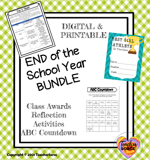 End of the Year Countdown, Reflection Fun & Class Awards Bundle
