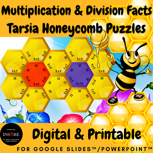 Spring Tarsia Honey Bee Puzzle Multiplication Division Facts Printable ...