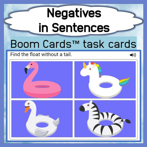 Negatives in Sentences - Summer Level Two - Boom Cards™ - Amped Up Learning