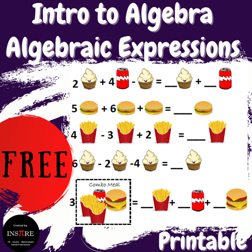 FREE Algebra INTRO to Algebraic Expressions Combining Like Terms Food ...
