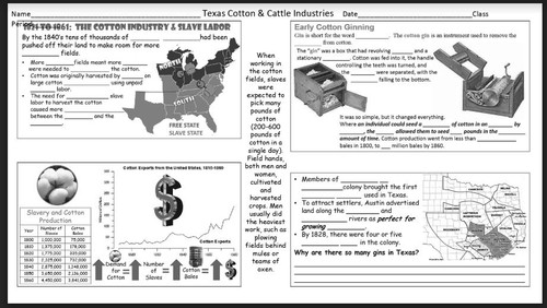 Texas History: Cotton and Cattle Industries - Amped Up Learning