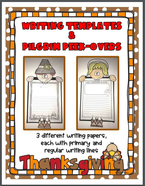 Thanksgiving Writing Papers & Pilgrim Peek-Over Craftivity - Amped Up ...