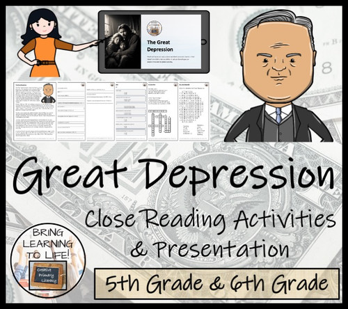 Great Depression Close Reading Comprehension Activities | 5th Grade ...