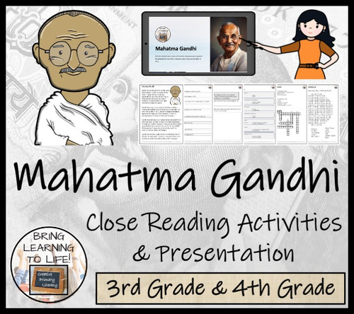 Mahatma Gandhi Close Reading Activity | 3rd Grade & 4th Grade