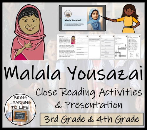 Malala Yousafzai Close Reading Activity | 3rd Grade & 4th Grade