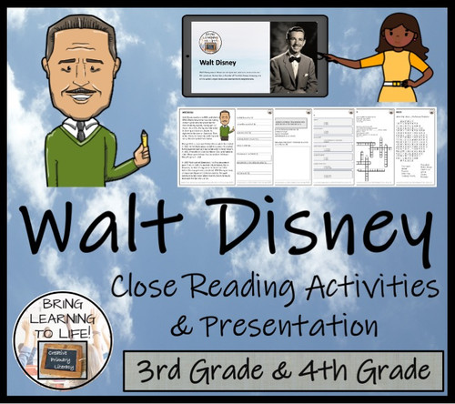 Walt Disney Close Reading Activity | 3rd Grade & 4th Grade