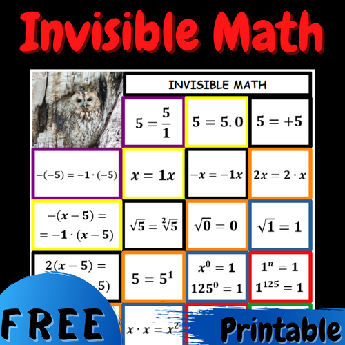 FREE Invisible Math Poster Bulletin Board Anchor Chart Printable PDF