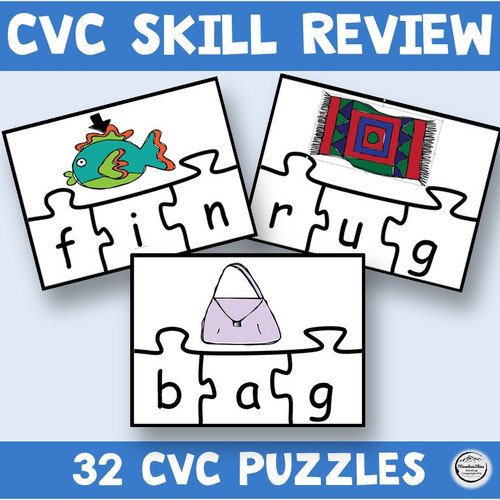 CVC Words, Short Vowels Puzzles