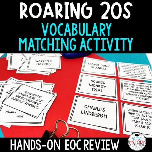 Roaring 20's Activity Vocabulary Matching Hands-On EOC Review