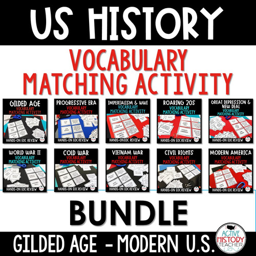US History Review Bundle Vocabulary Matching Hands-On EOC Review