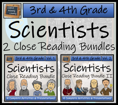 Famous Scientists Volumes 1 & 2 Close Reading Bundles | 3rd Grade & 4th ...