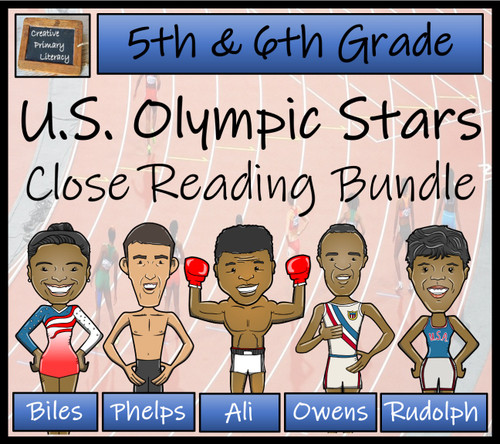U.S. Olympic Stars Close Reading Activity Bundle | 5th Grade & 6th Grade