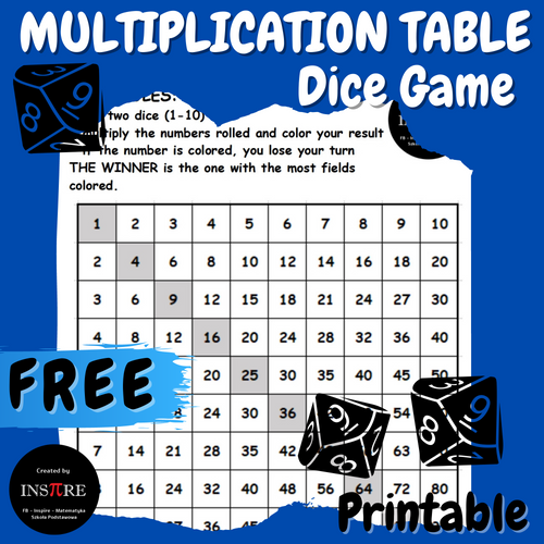 FREE Multiplication Table Math Dice Game for Fact to 10 Fluency ...