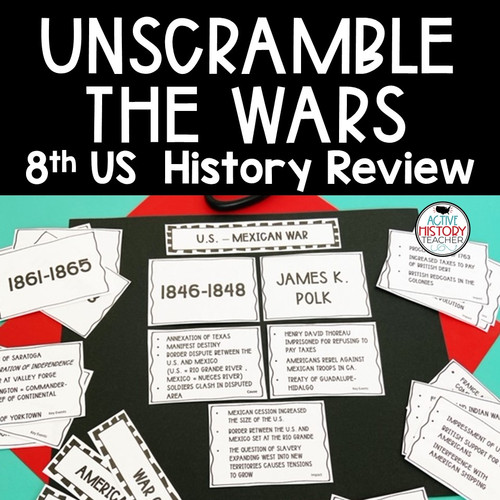 US History Review Activity Unscramble the Wars