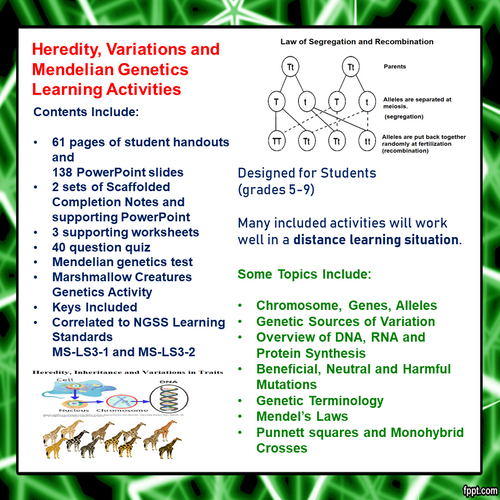 Heredity, Variations and Mendelian Genetics Learning Activities (Middle ...