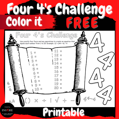 FREE Back to School Activities Four 4's Challenge Math & Art Bulletin ...