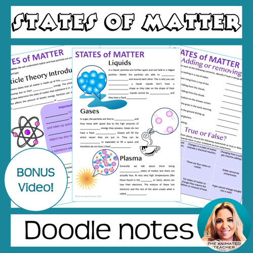 States of matter changes doodle notes with differentiation options
