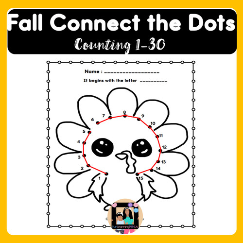Fall Connect the dots | Dot to Dot worksheets | Counting 1-30