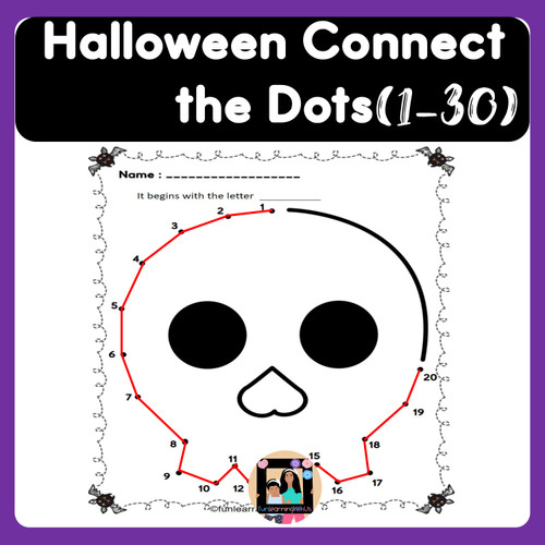 Halloween Connect the Dots| Dot to Dot worksheets | Numbers Counting 1-30