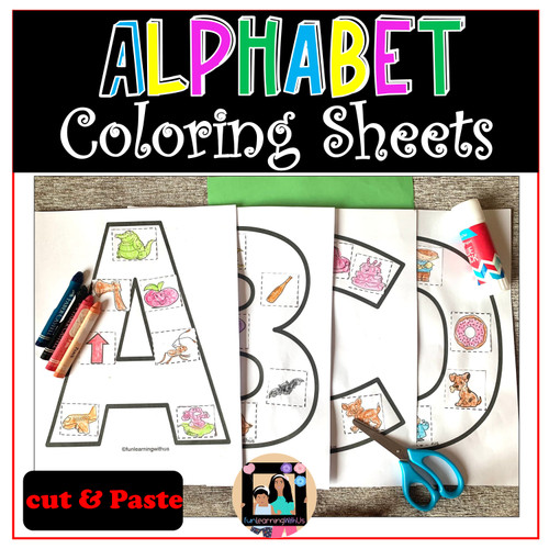 Alphabet Coloring Activity Beginning A-Z Letter Sound Practice