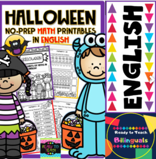 No-Prep Printables - Math Halloween in English - Amped Up Learning