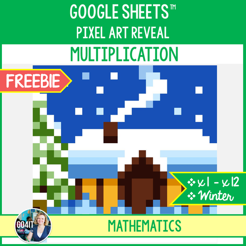 Google Sheets™ Pixel Art | Multiplication | Winter | FREEBIE