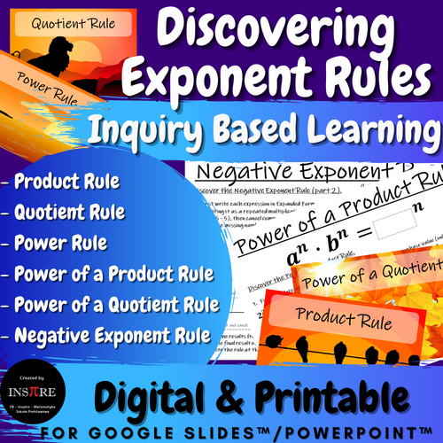 Discovering Exponent Rules - Laws of Exponents Inquiry Based Learning ...