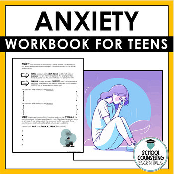 Anxiety Counseling workbook CBT DBT 20 worksheets includes Google Slides