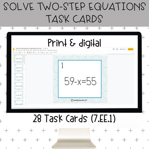 Solve Two-Step Equations Task Cards (Print & Digital) - Amped Up Learning