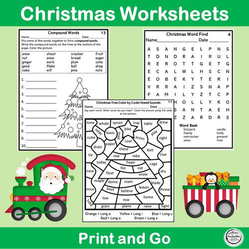 Christmas Worksheets Morning Work Print and Go