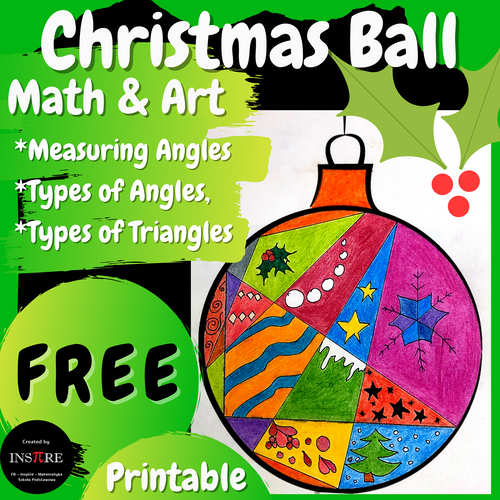 FREE Christmas Ball Measuring Angles Types of Angles Triangles Math ...