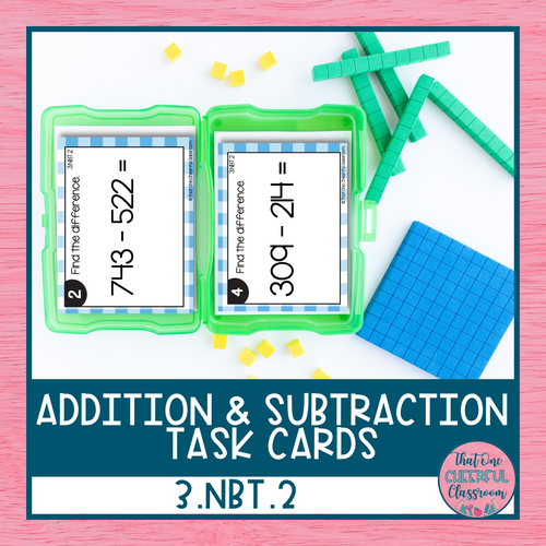 Multi-Digit Addition and Subtraction 3rd Grade Math Task Cards - Amped ...