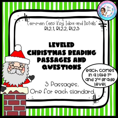 3 Leveled Christmas Reading Passages and Questions - Key Idea and ...