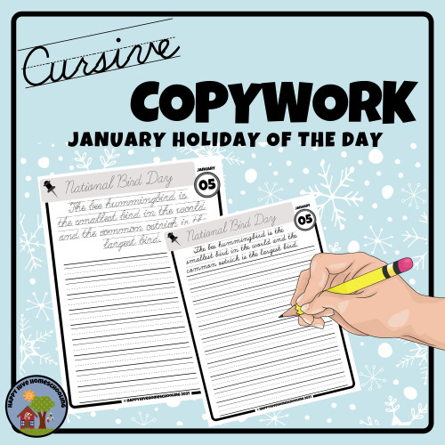 January Copywork Printables - Cursive - Amped Up Learning