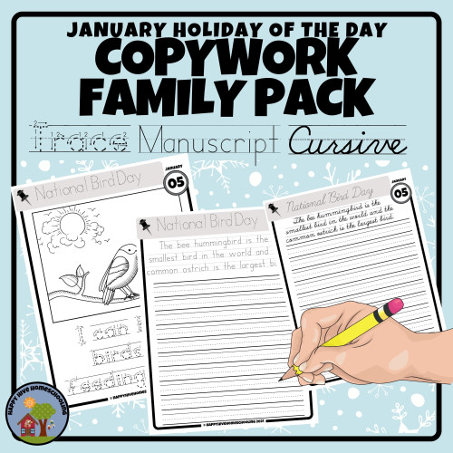 January Copywork Printables - Family Pack - Amped Up Learning