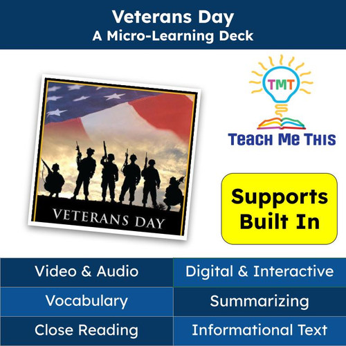 Veteran's Day Informational Text Reading Passage and Activities