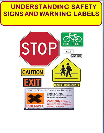 Safety Signs and Warning Labels- with "How to get help in case of an ...