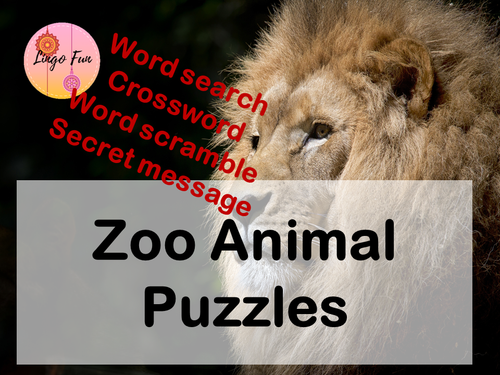 Zoo Animal Vocabulary Puzzles for ESL