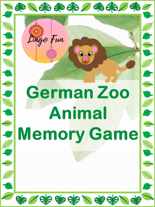 German Zoo Animal Vocabulary Memory Game
