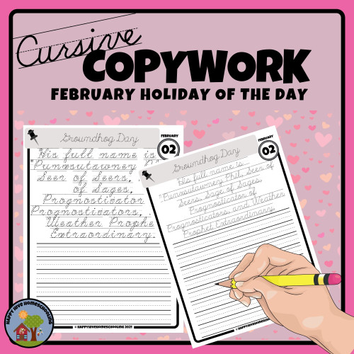 February Copywork Printables - Cursive