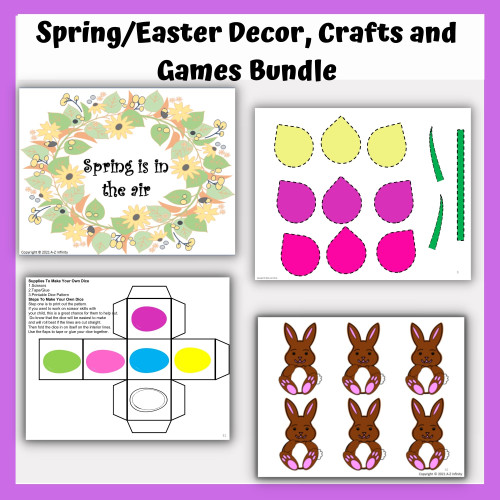 Spring Easter Decor Crafts and Games Bundle