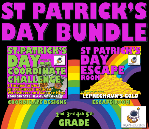 St Patrick's Day BUNDLE: Escape Room, Four Quadrant Math Challenge