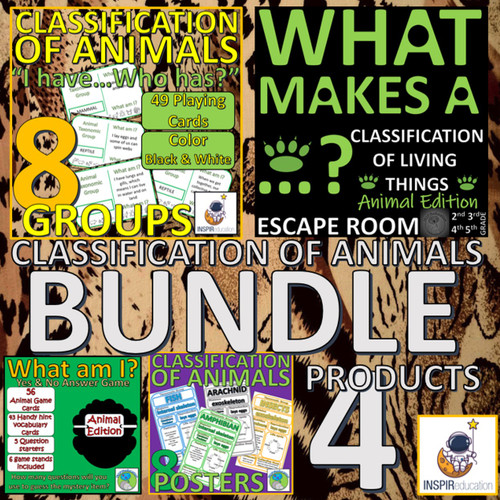 Classification of Animals: BUNDLE - Escape Room, Posters, Games - Amped ...