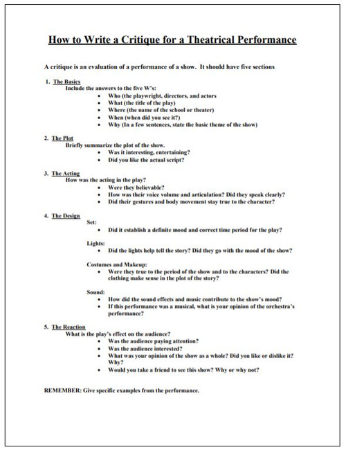 Modified Theater Critique for Visual and Performing Arts - PowerPoint ...