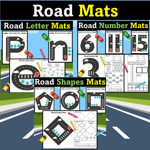 Road Mats - Road Activities Mats for Letters, Numbers 0-20 & 2D Shapes ...