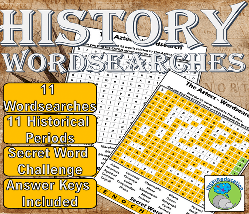 World History Wordsearches: 11 Time Periods, 11 Wordsearches, Answer ...